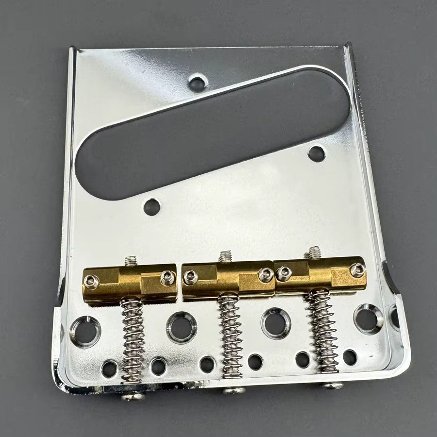 Chrome Lefty Guitar Ashtray Fixed Bridge with Brass Saddles Fit Teleca ...